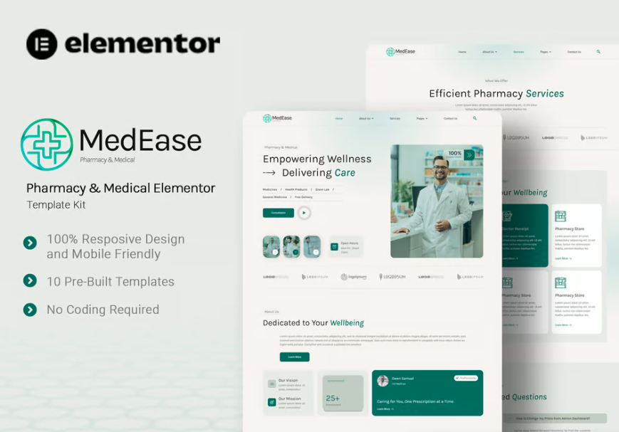 MedEase – Pharmacy & Medical Elementor Template Kit - Cromur